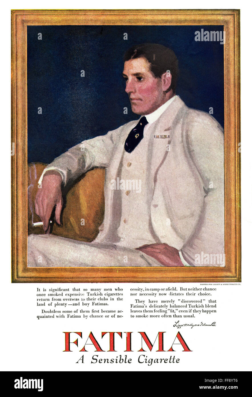 AD: FATIMA CIGARETTE. /nAmerican advertisement for Fatima brand ...