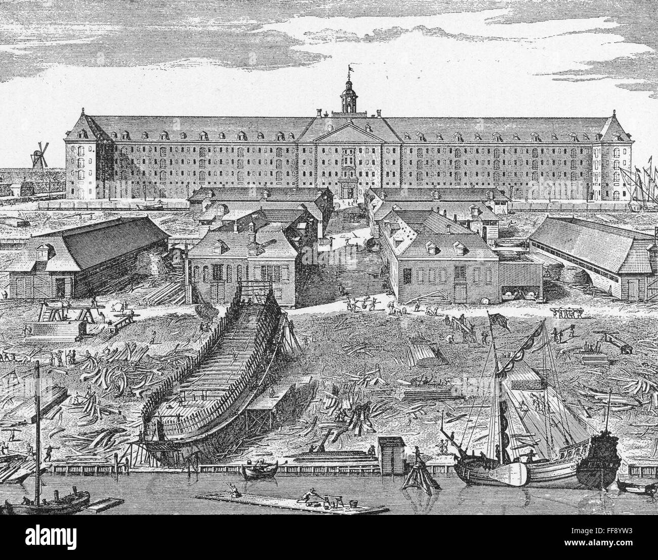 DUTCH EAST INDIA COMPANY. /nWharf and shipbuilding yard of the Dutch ...