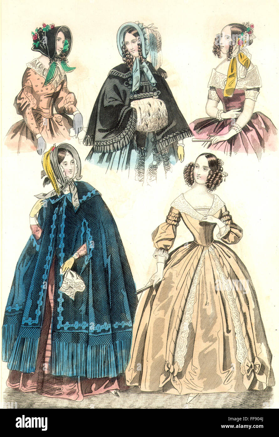 WOMEN'S FASHION, 1842. /nAmerican colored fashion print, 1842, from ...