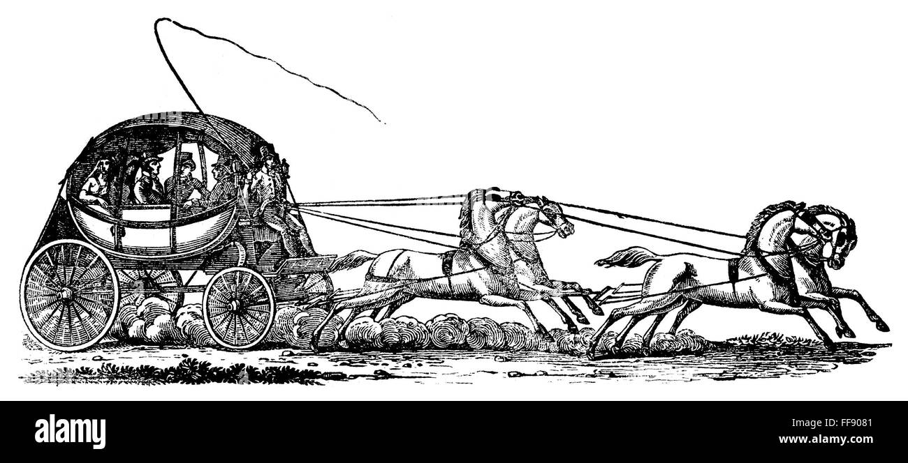 CARRIAGE, 1837. /nWood engraving, Greek, 1837 Stock Photo - Alamy