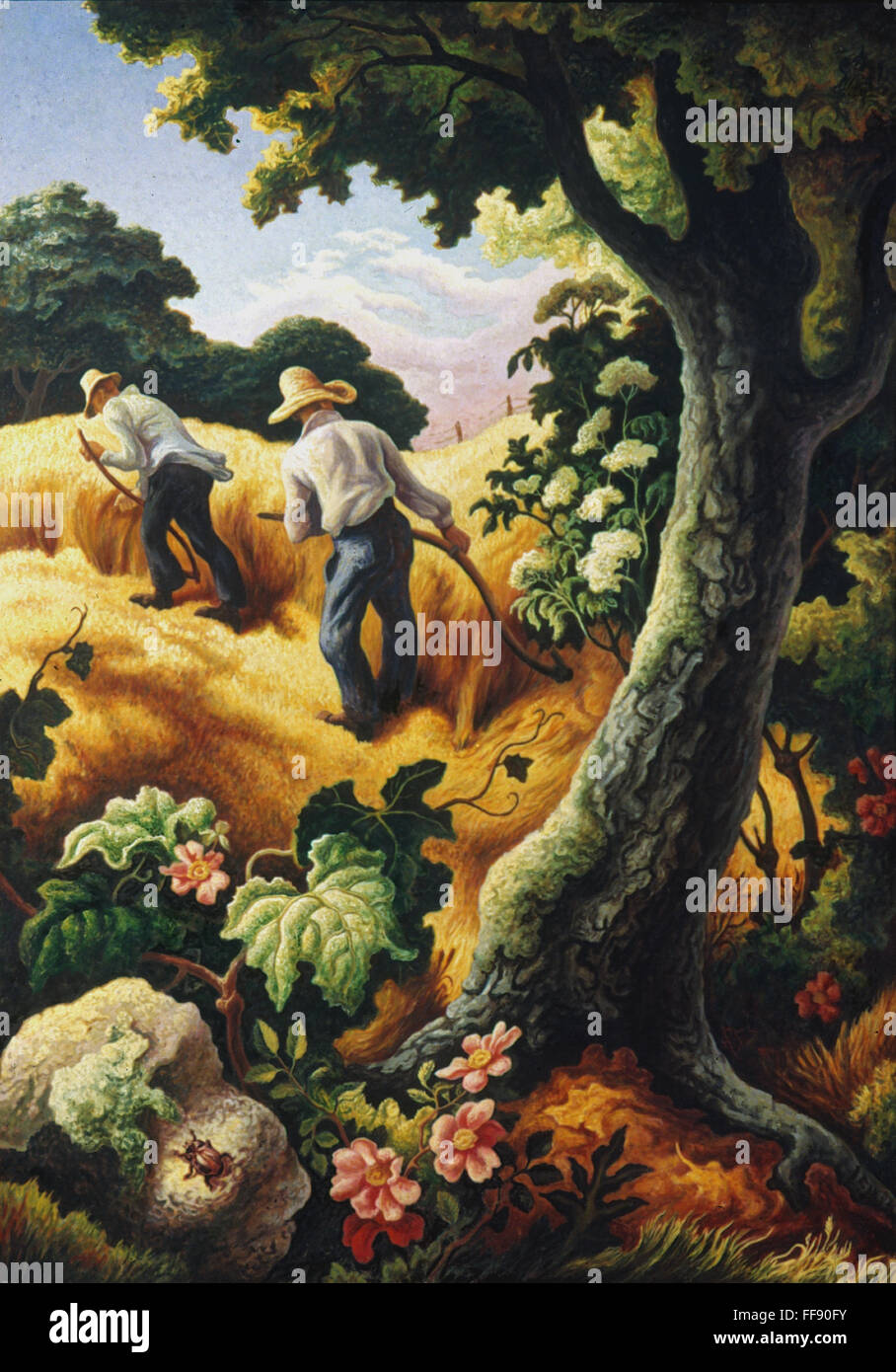 BENTON: JULY HAY, 1943. /nTempera and oil, by Thomas Hart Benton ...