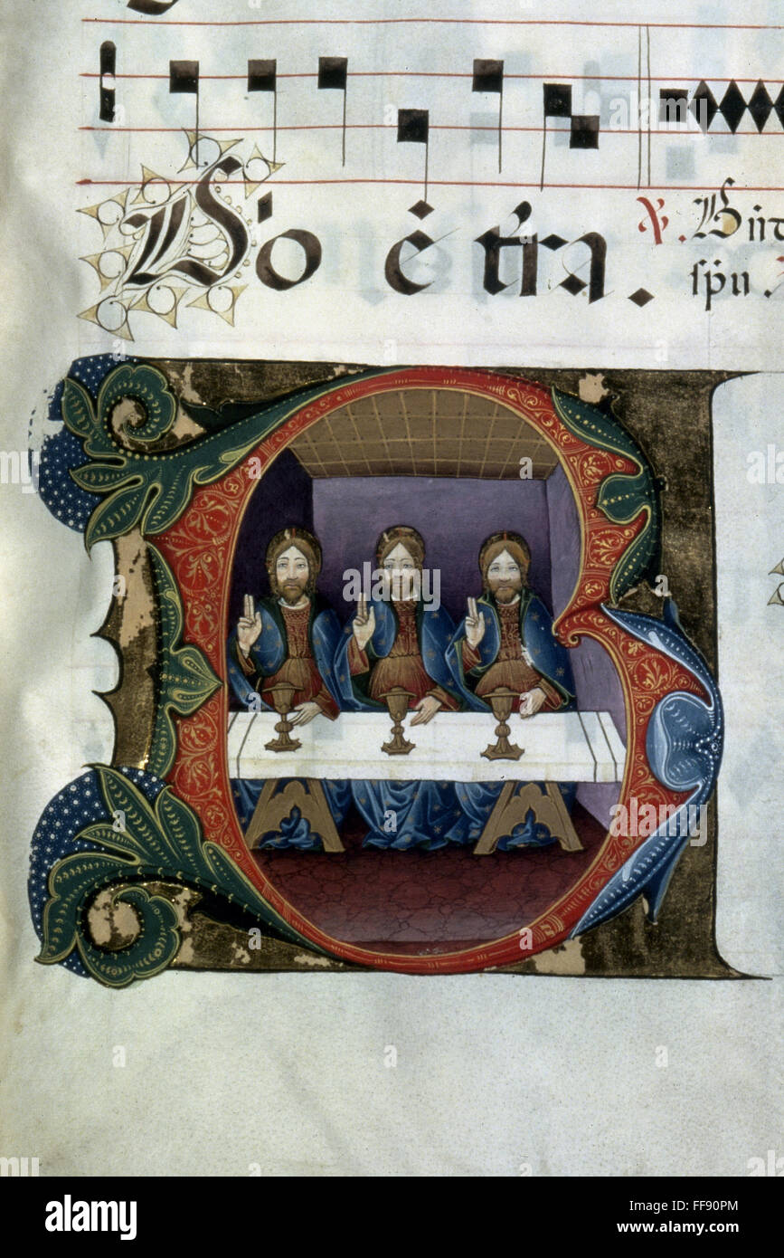TRINITY. /nThe holy trinity in an initial B. Illumination from an ...