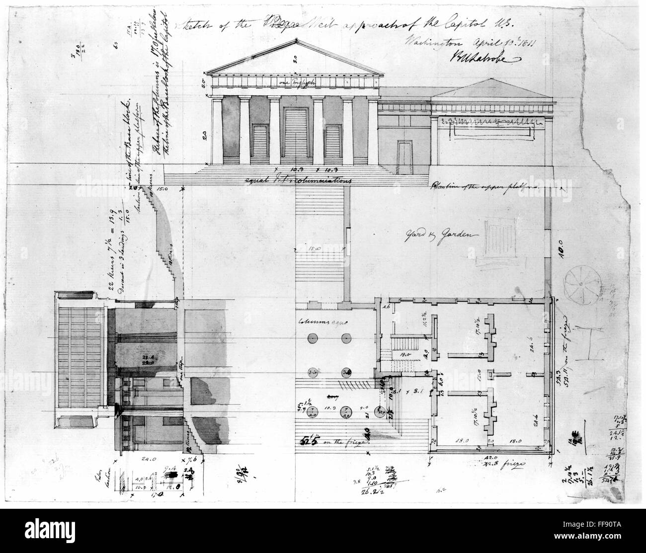 U.S. CAPITOL, 1811. /nSketch of the west approach of the U.S. Capitol ...