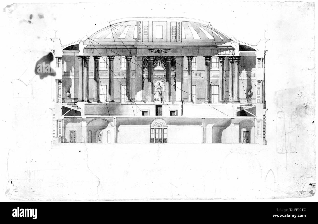 U.S. CAPITOL, c1811. /nCross-section of the House of Representatives, U ...