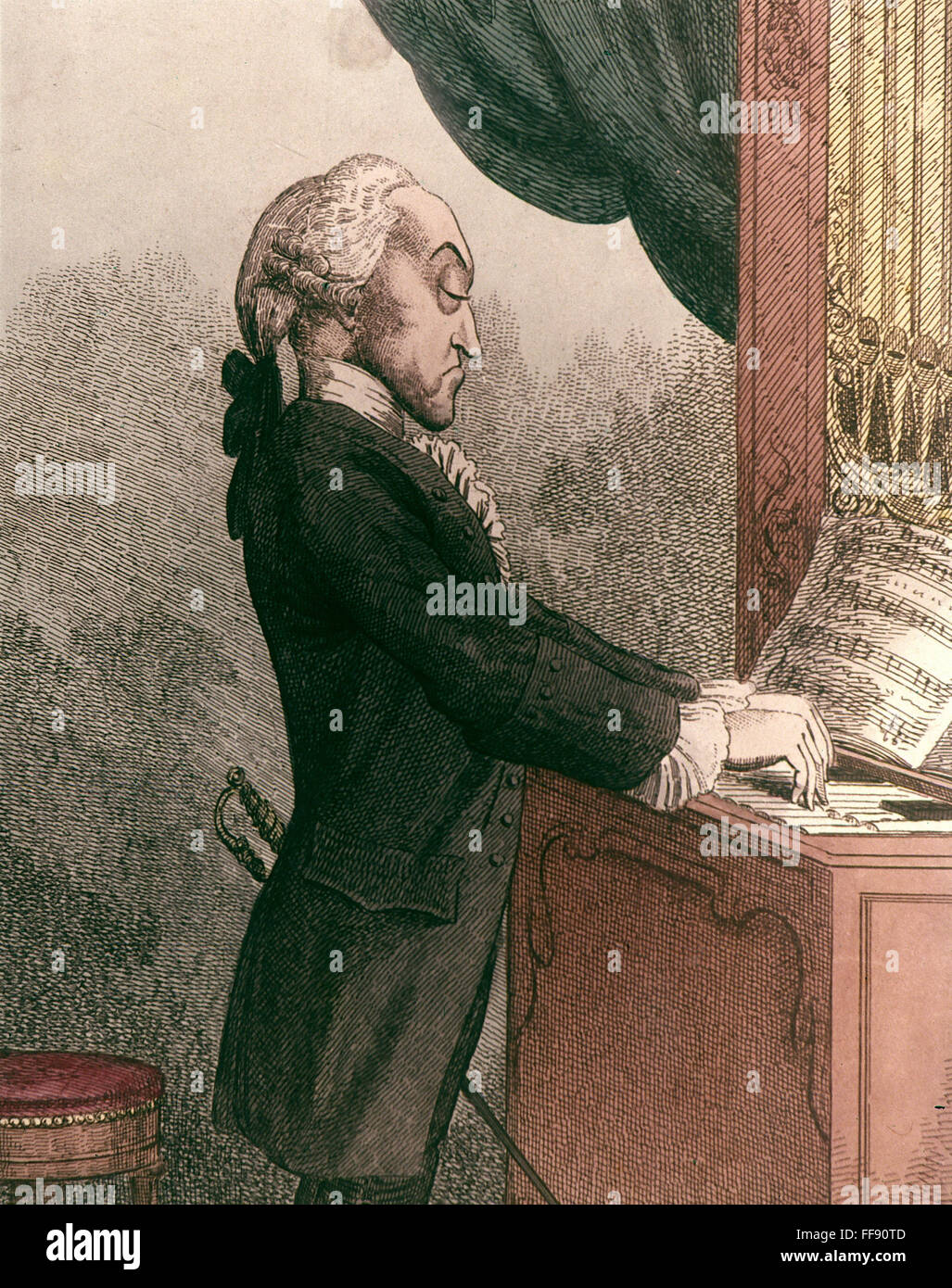 THOMAS AUGUSTINE ARNE /n(1710-1778). English composer. Colored etching ...