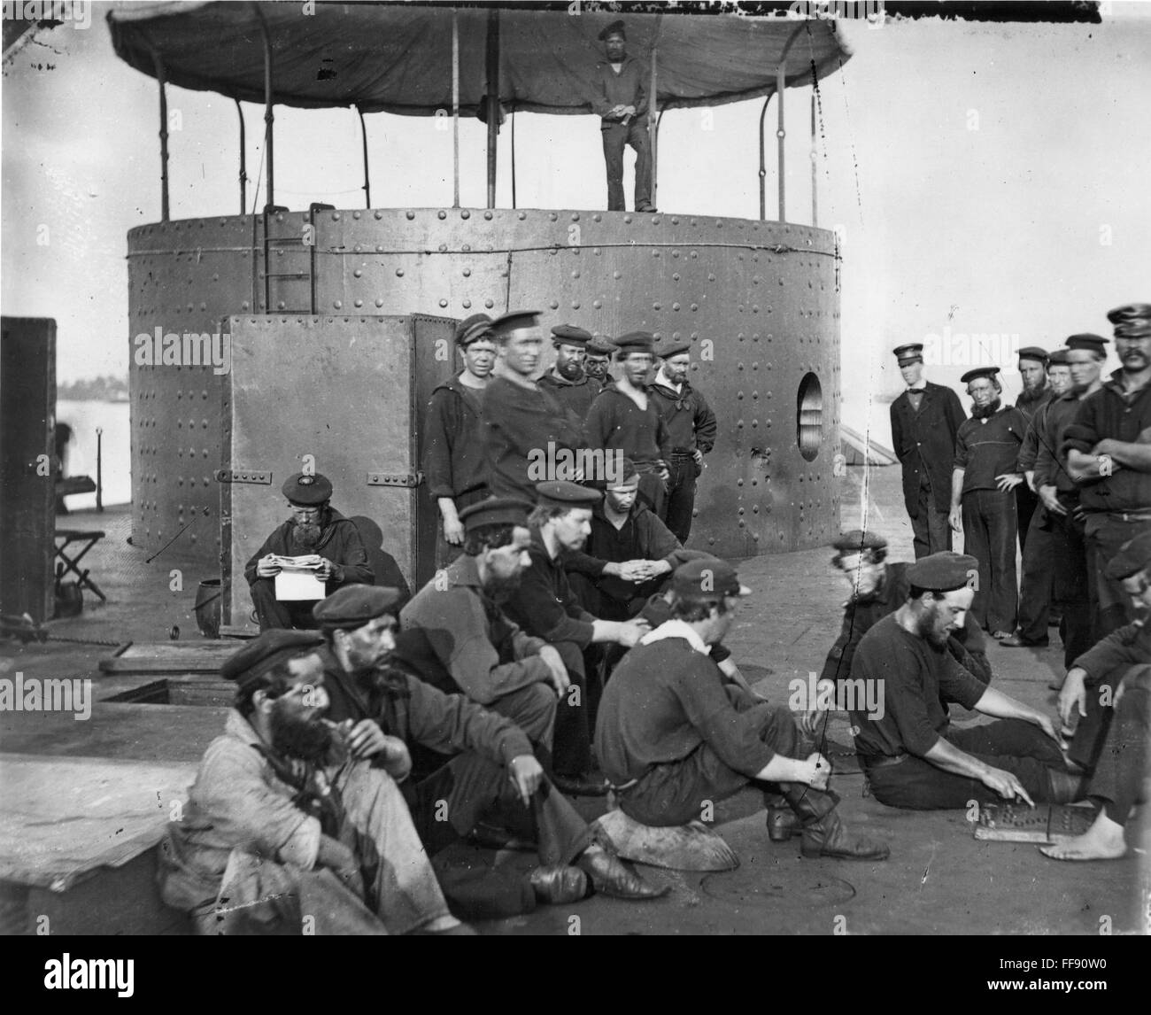 U.S.S. MONITOR, 1862. /nSailors on deck of the U.S.S. Monitor, James ...
