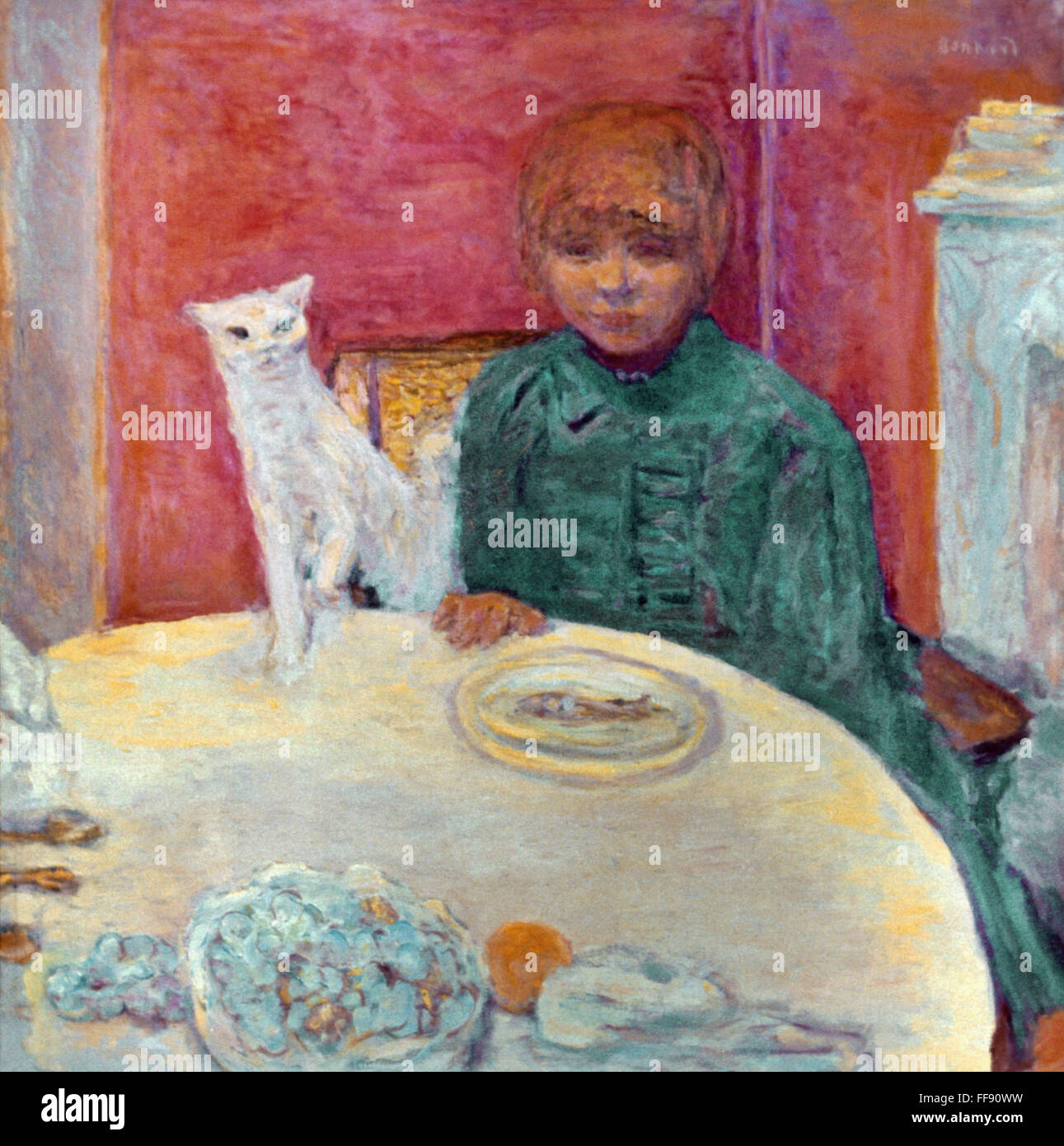 BONNARD: WOMAN & CAT, 1912. /nOil on canvas by Pierre Bonnard, 1912 ...