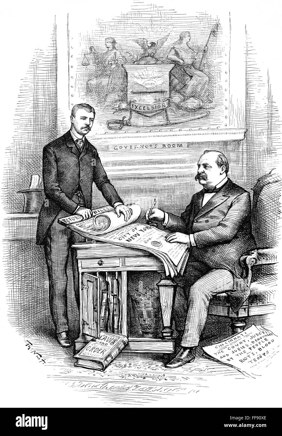 ROOSEVELT CARTOON, 1884. /n'Reform Without Bloodshed': American ...