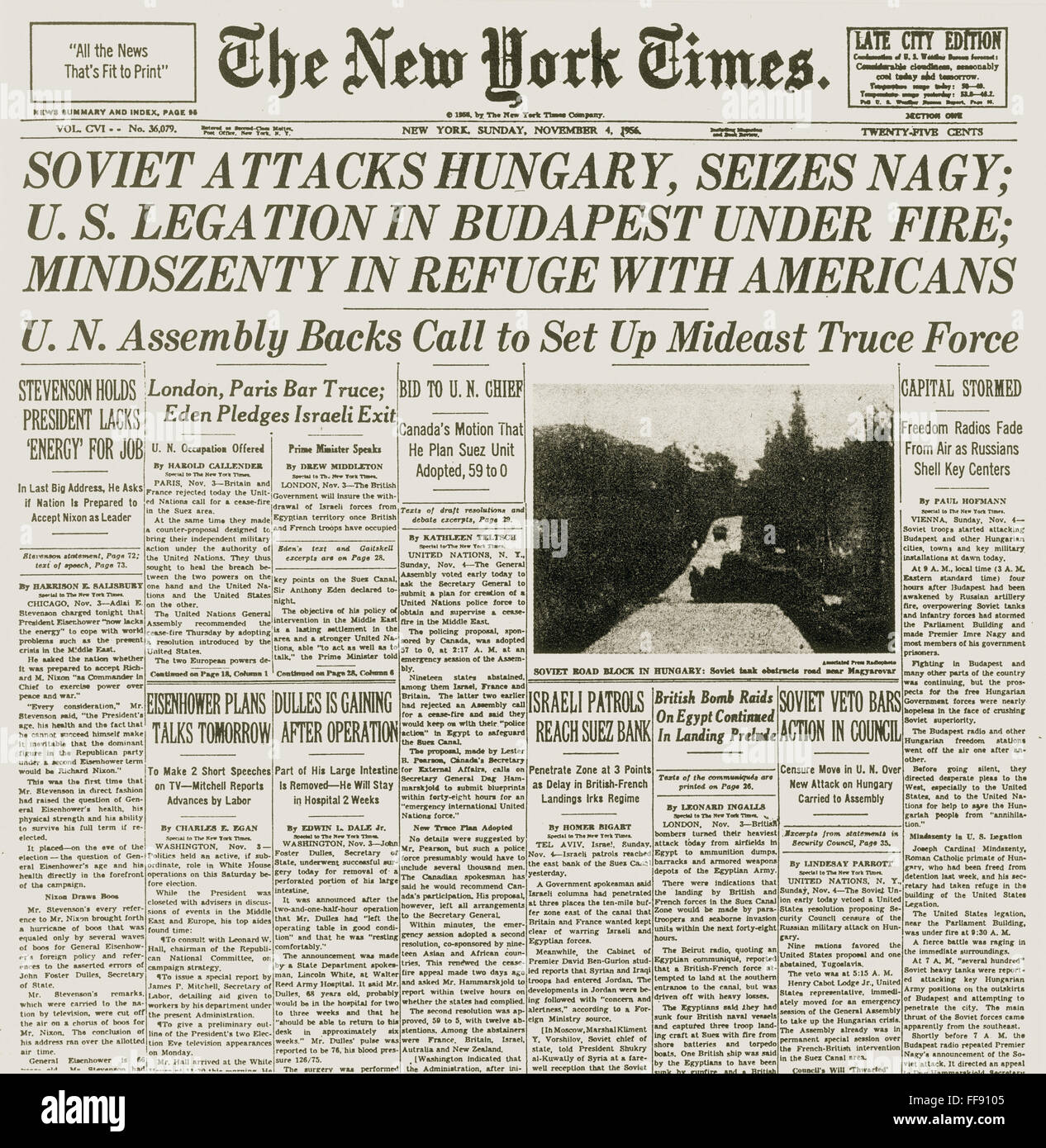 HUNGARY: SOVIET INVASION. /nFront page of "The New York Times" for Nov ...
