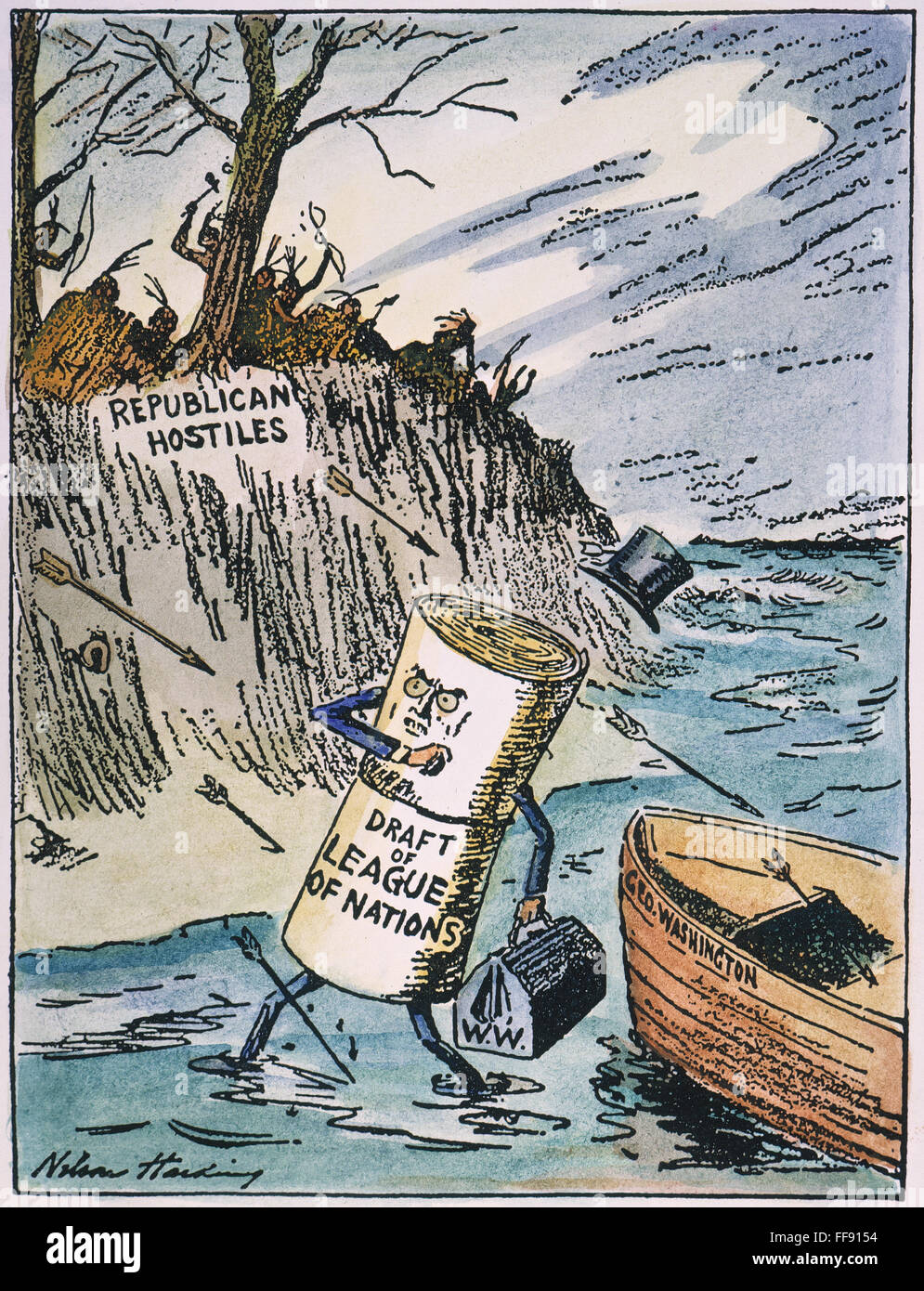 A PILGRIM LANDING IN AMERICA, /n1919: contemporary cartoon by Nelson ...