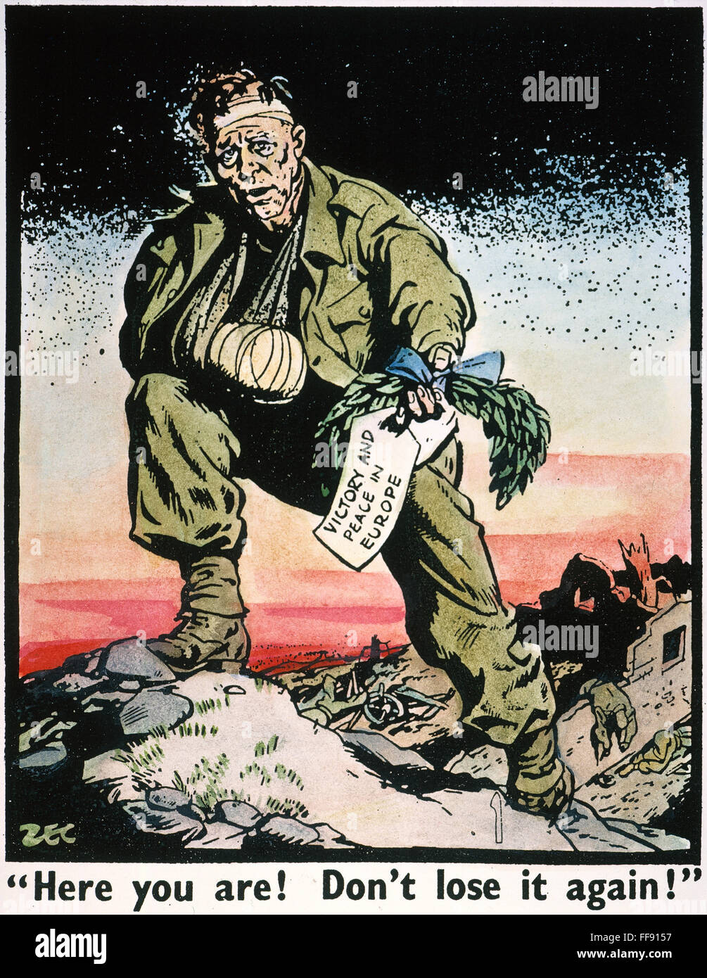 CARTOON: V-E DAY, 1945. /n'Here You Are! Don't Lose It Again!' British ...