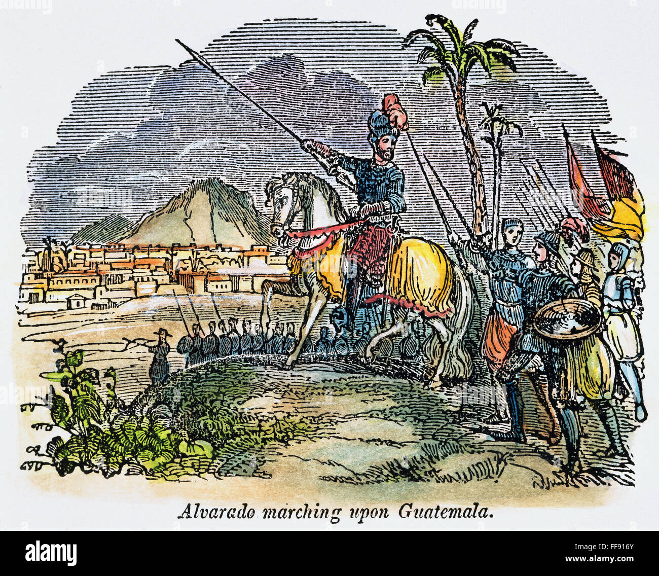 PEDRO de ALVARADO /n(c1485-1541). Spanish soldier. Alvarado and his men ...