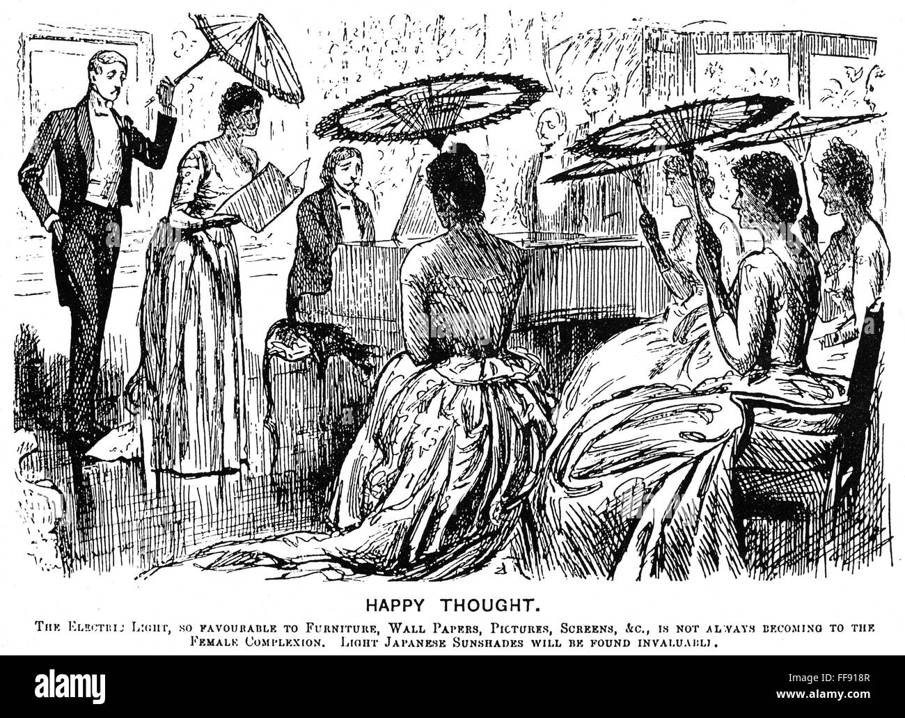 DU MAURIER CARTOON, 1889. /n'Happy Thought.' English cartoon, 1889, by ...