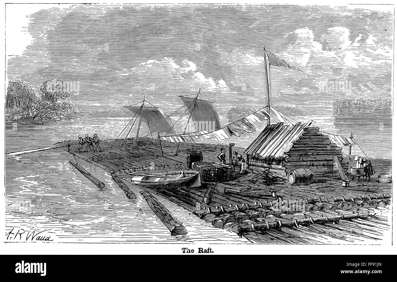 MISSISSIPPI: FLATBOAT. /n'The Raft.' A flatboat on the Mississippi ...