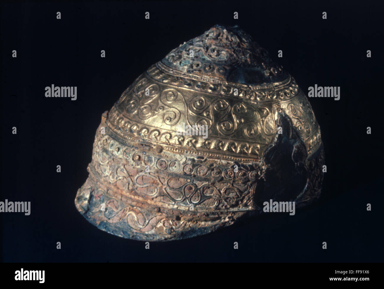 CELTIC HELMET. /nBronze with gold and enamel; from Italy, 3rd century B ...
