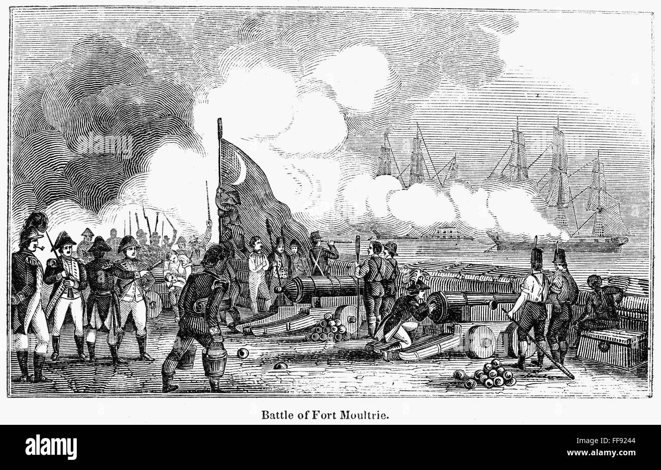 FORT SULLIVAN BATTLE, 1776. /nThe guns of Fort Sullivan (later Fort ...