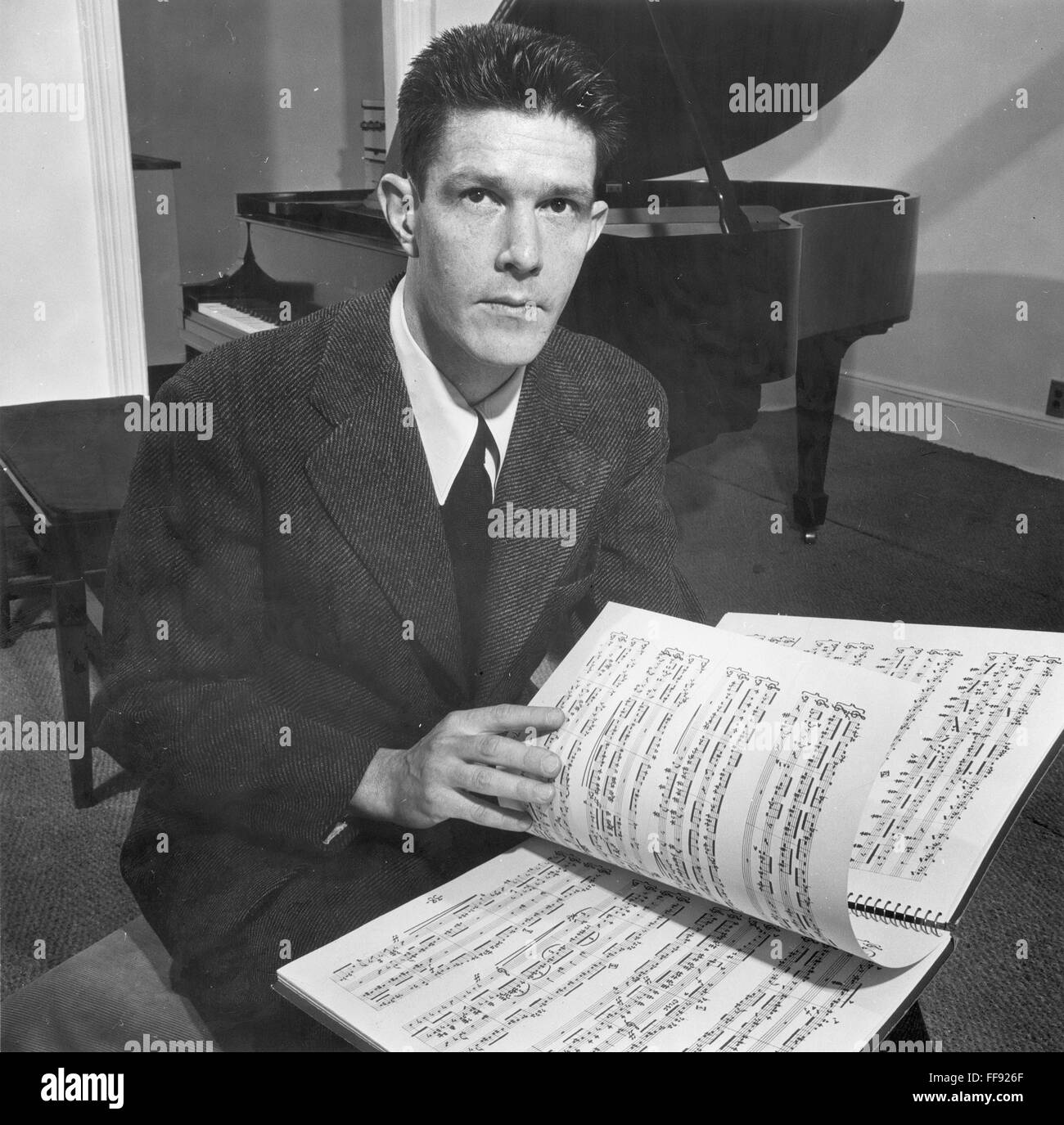 JOHN CAGE (1912-1992). /nAmerican composer; photographed in 1946 Stock ...