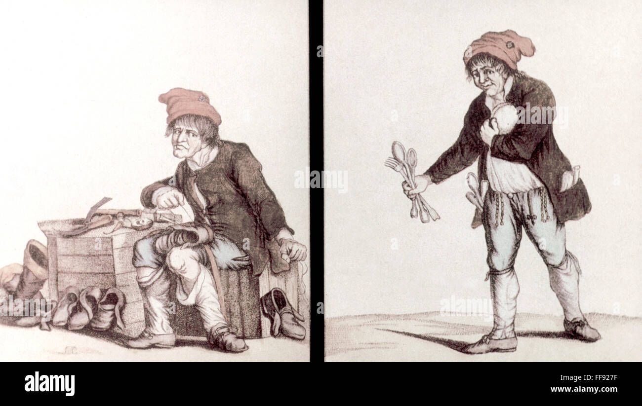 FRENCH REV: SANS-CULOTTE. /nLeft: Sans-culotte guards a suspect's ...