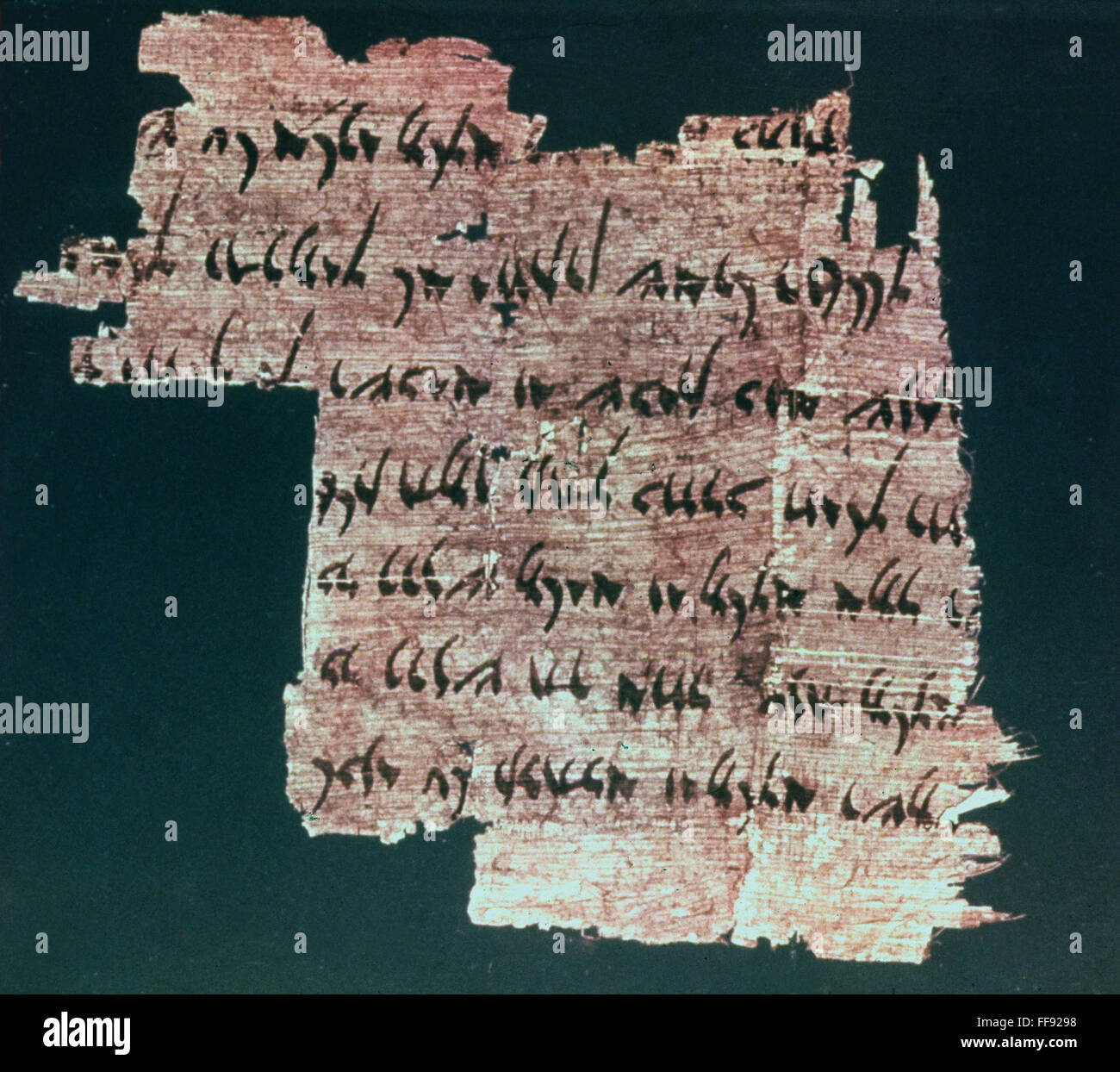 EGYPT: ARAMAIC SCRIPT. /nCursive Aramaic script on papyrus. From Elephantine, Egypt, 5th century ...