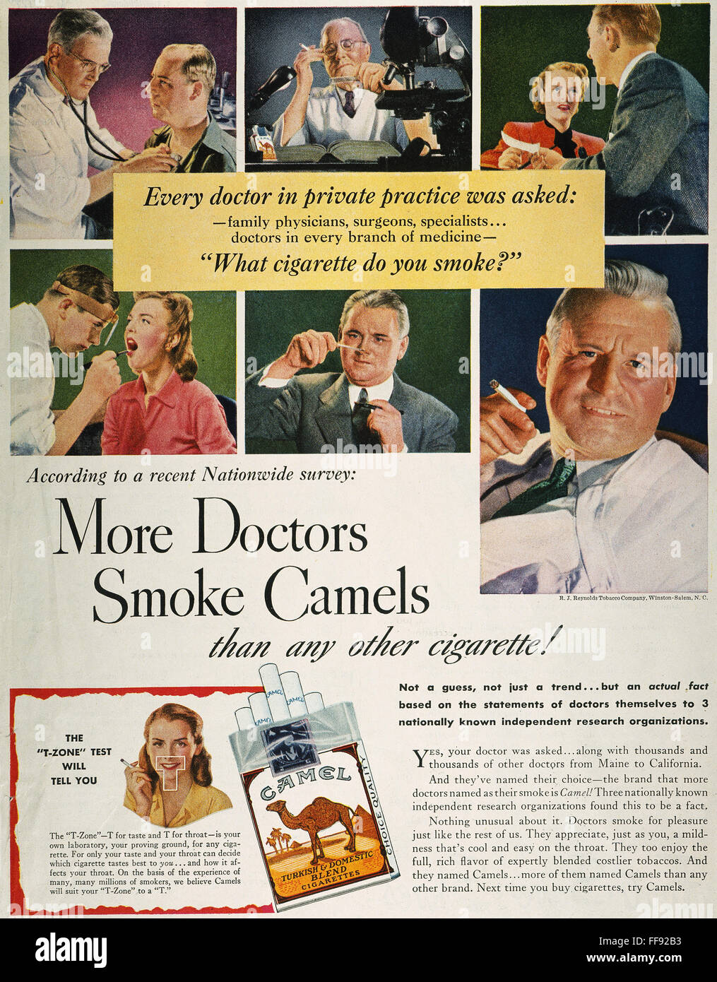 CAMELS CIGARETTE AD, c1950. /n'What Cigarette Do You Smoke, Doctor ...