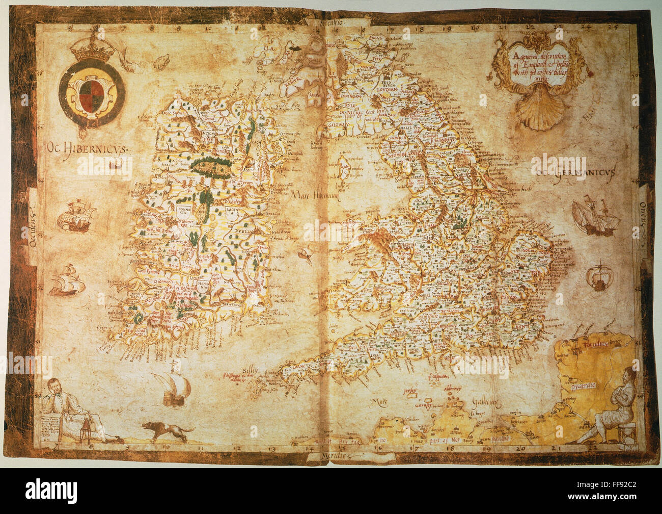 MAP OF GREAT BRITAIN, 1564. /nManuscript map, 1564, of England ...