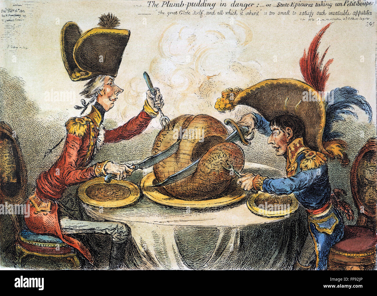 NAPOLEON CARTOON, 1805. /n'The Plumb-pudding in danger; - or State ...