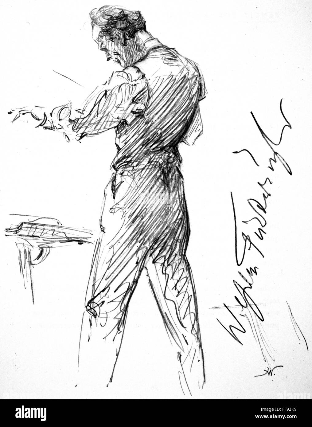 WILHELM FURTWAENGLER (1886-1954). German conductor. Pencil drawing ...