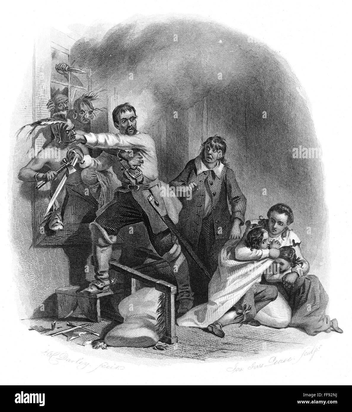 NATIVE AMERICANS: COLONIAL CONFLICT. /nNative Americans attacking ...