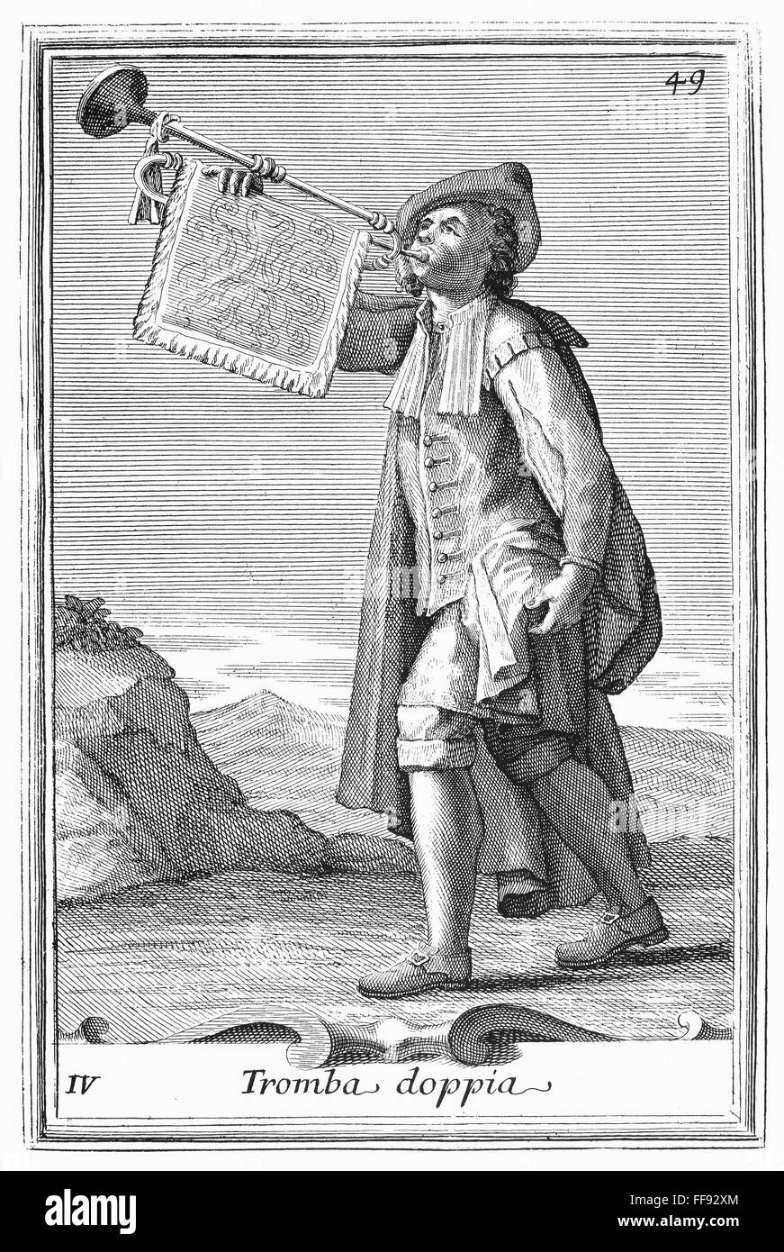TRUMPET, 1723. /nCopper engraving, 1723, by Arnold van Westerhout Stock ...