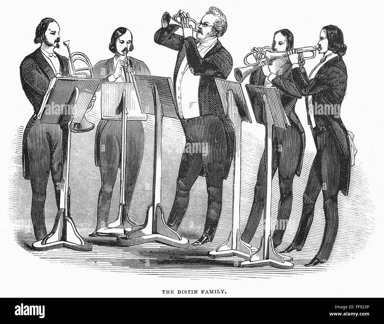 DISTIN FAMILY, 1844. /nThe Distin family brass quintet. Wood engraving ...