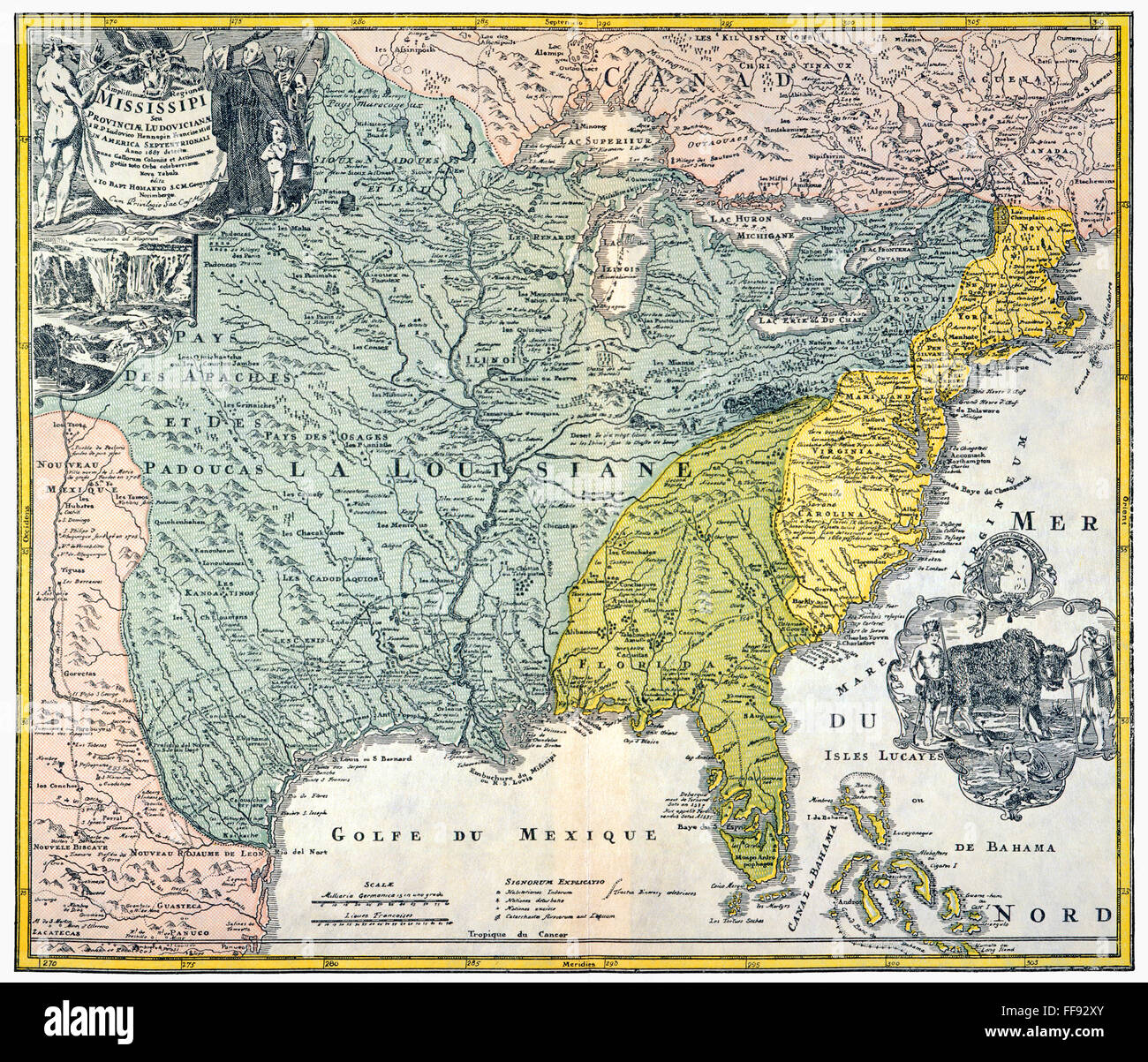 MISSISSIPPI REGION, 1687. /nEngraved map of the Mississippi region and ...