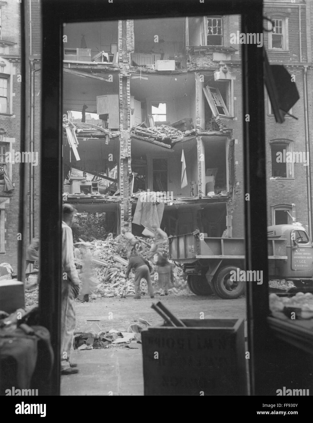 WWII: LONDON BLITZ, 1944. /nA street scene in London after a V-2 ...
