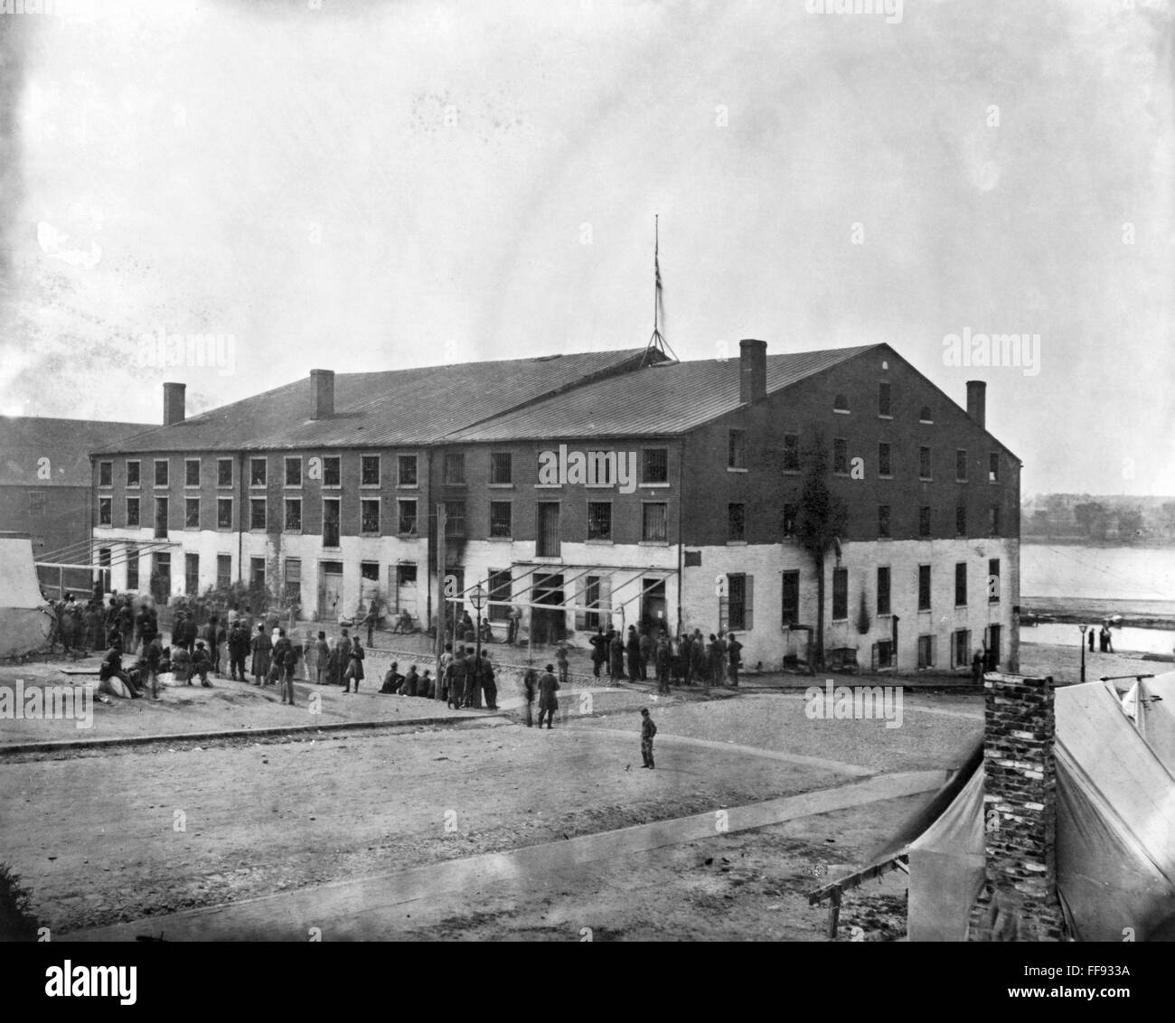 CIVIL WAR: PRISON CAMP. /nThe Confederate Libby Prison at Richmond ...