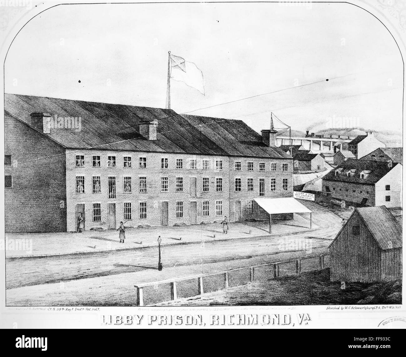 CIVIL WAR: PRISON CAMP. /nThe Confederate Libby Prison at Richmond ...