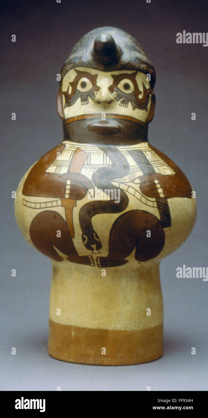 PERUVIAN DRUM /nin human shape. Ceramic, from Nazca. 2nd-1st century B ...