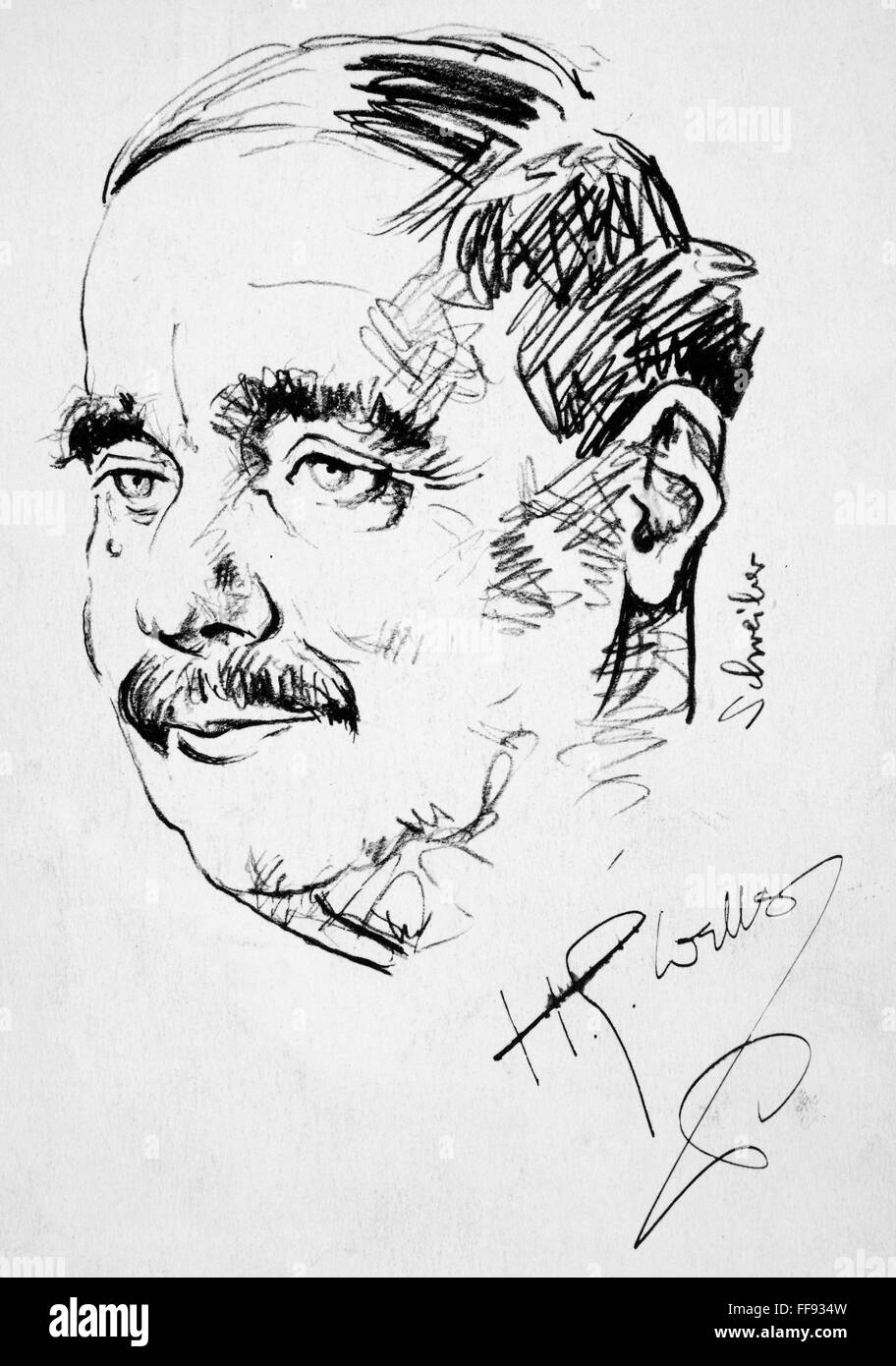 HERBERT GEORGE WELLS /n(1866-1946). English writer. Drawing by Georges ...