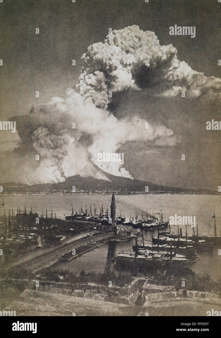 MT. VESUVIUS ERUPTING. /nOriginal cabinet photograph, 1872 Stock Photo ...