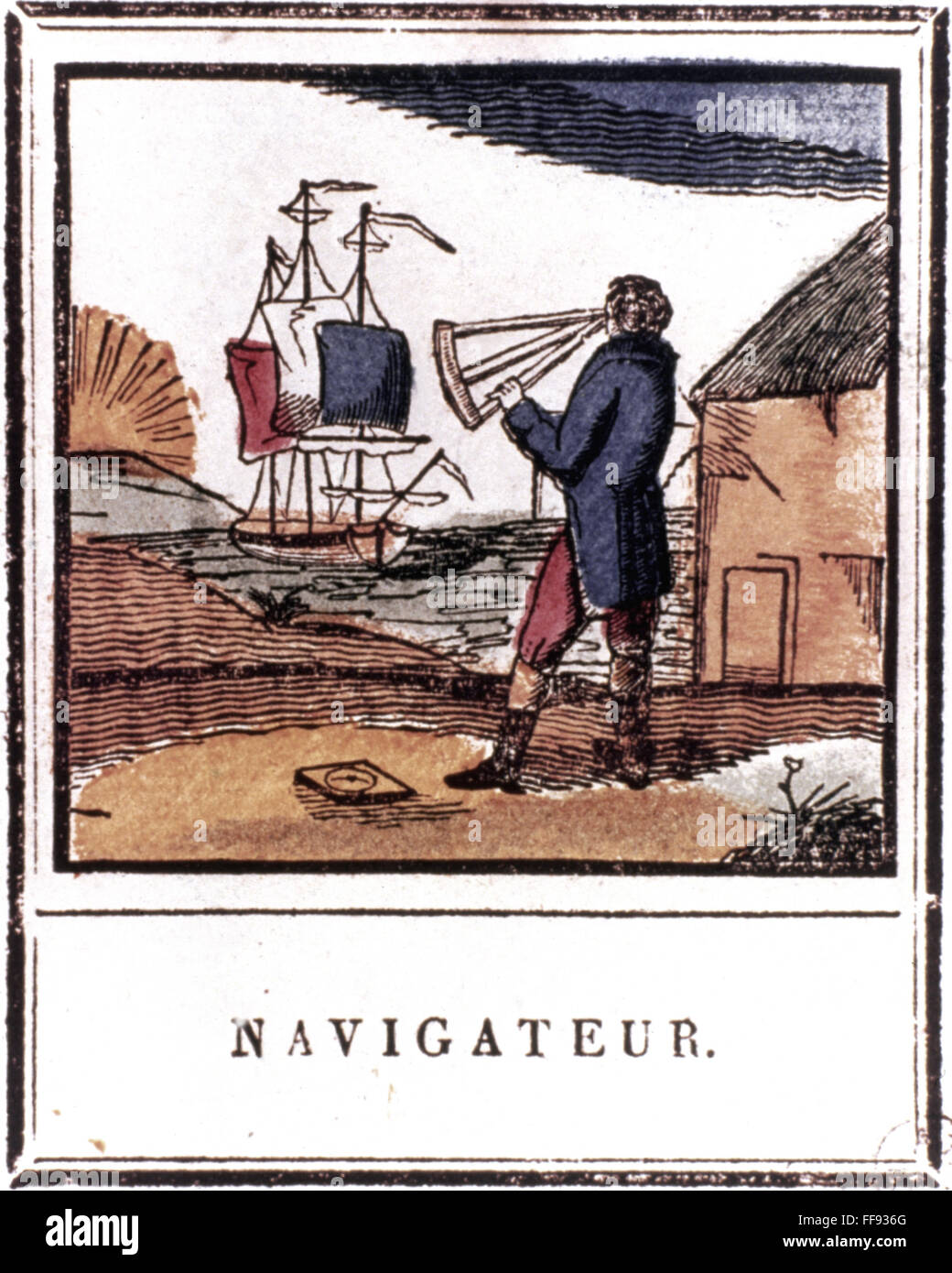 NAVIGATOR, 19th CENTURY. /nA navigator: French engraving, 19th century ...