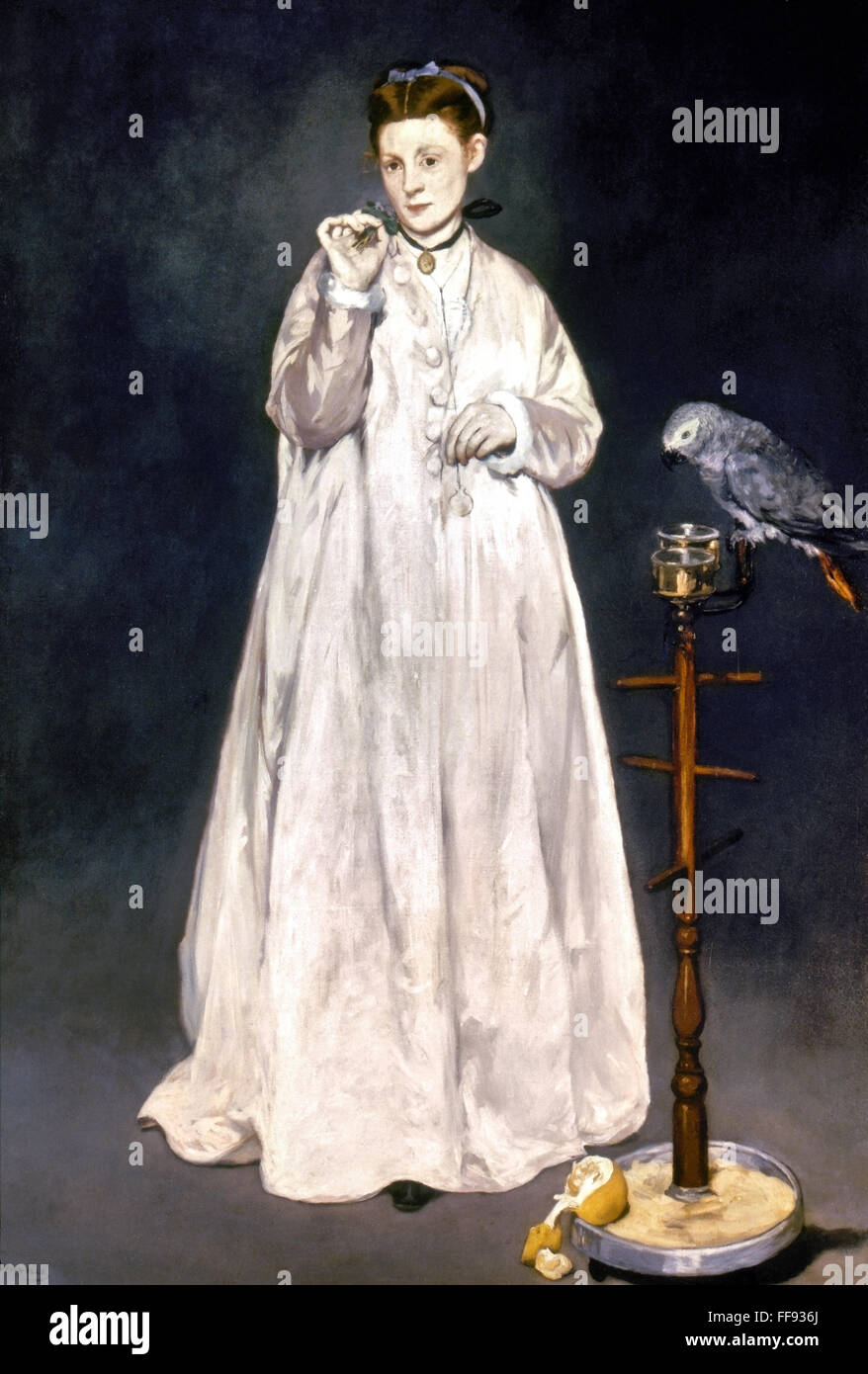 MANET: WOMAN & PARROT. /nOil on canvas, 1866, by Edouard Manet Stock ...