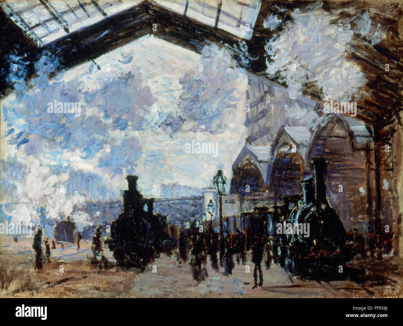 MONET: GARE ST-LAZARE, 1877. /nOil on canvas by Claude Monet Stock ...
