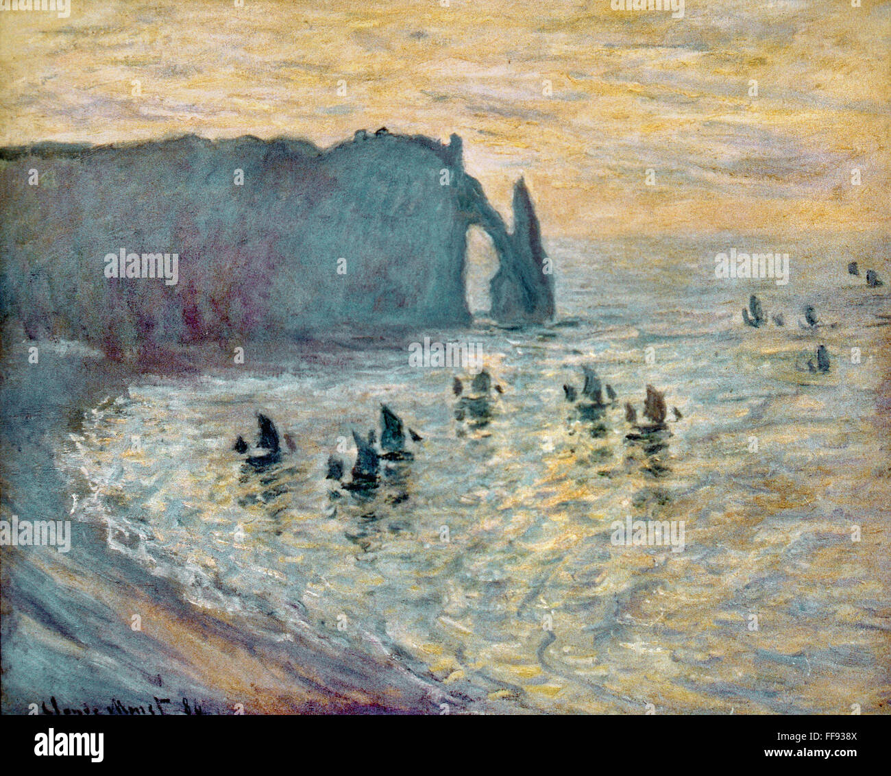 MONET: CLIFF/ETRETAT, 1886. /nClaude Monet: Cliffs at Etretat. Oil on ...