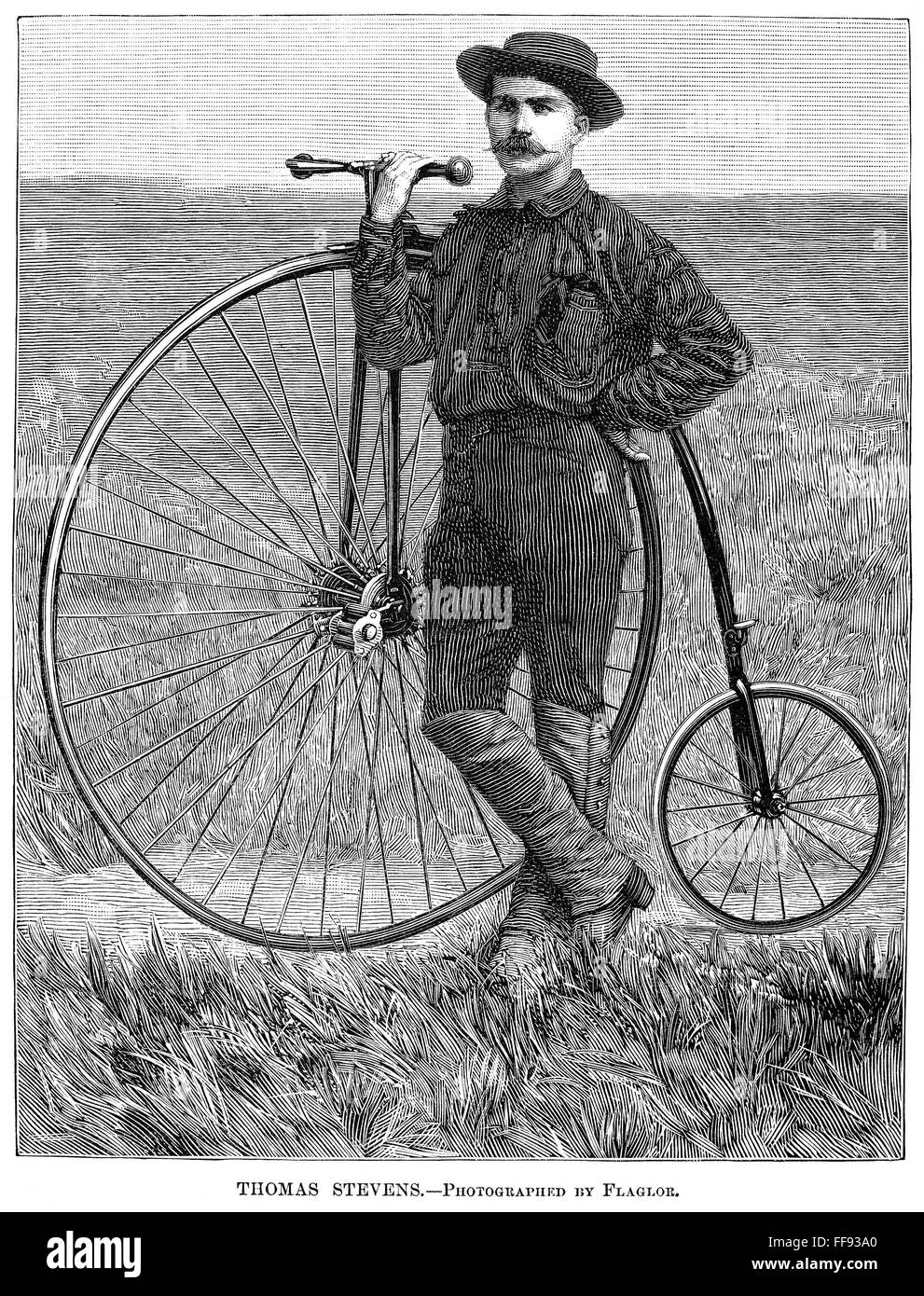 THOMAS STEVENS, 1884. /nAmerican bicyclist, Thomas Stevens, who cycled ...
