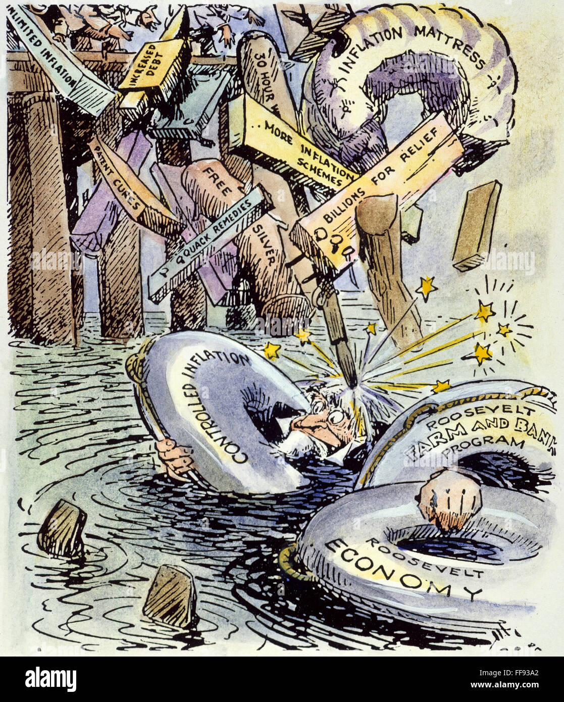 CARTOON: NEW DEAL, 1933. /n'How Much More Do We Need?' American cartoon ...