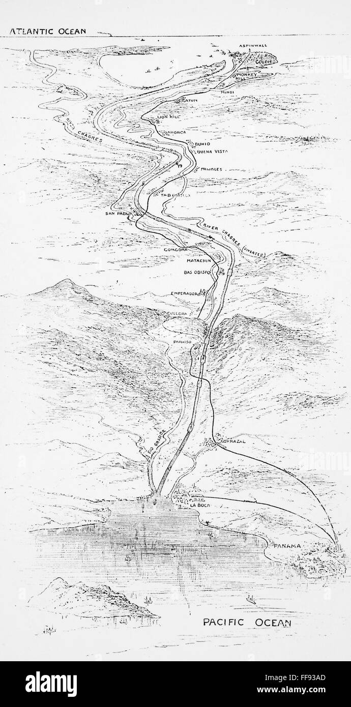 PANAMA CANAL: SKETCH-PLAN. /nThe intended canal shown as a shaded broad ...