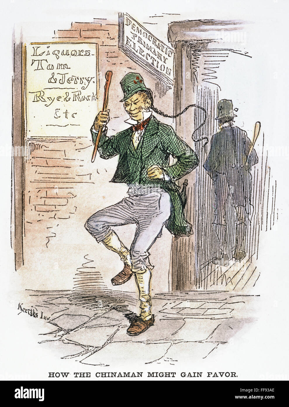 IMMIGRATION CARTOON, 1879. /n'How the Chinaman Might Gain Favor ...