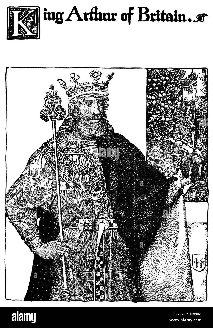 PYLE: KING ARTHUR. /nKing Arthur of Britain. Drawing by Howard Pyle ...