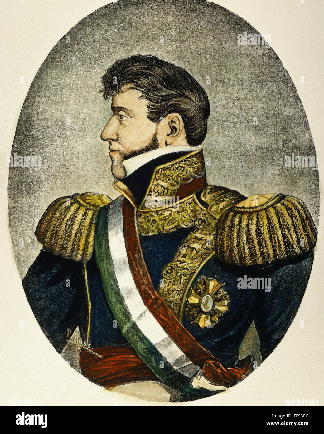 AGUSTIN de ITURBIDE /n(1783-1824). Mexican soldier ad emperor. Color ...