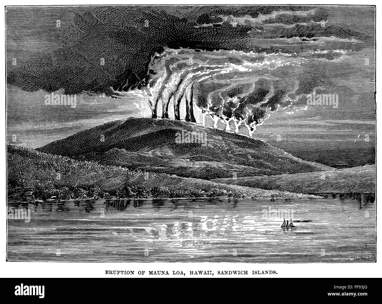 VOLCANOES: HAWAII, c1875. /nEruption of Mauna Loa, Hawaii, Sandwich ...