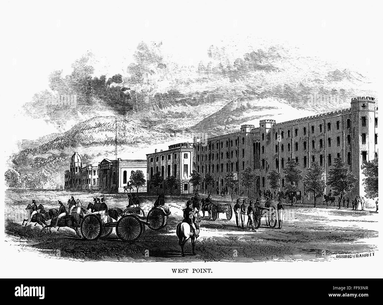 NEW YORK: WEST POINT, 1850. /nA view of West Point showing the barracks ...