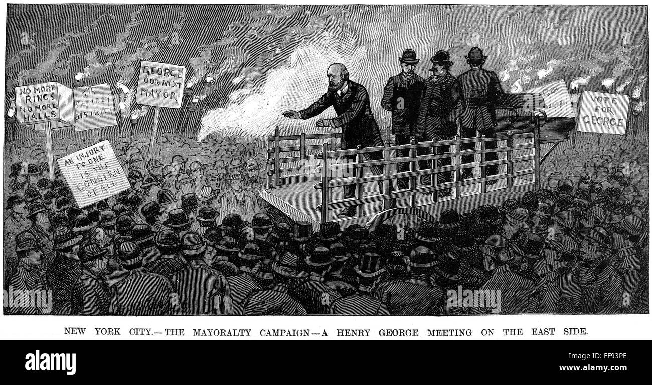 HENRY GEORGE (1839-1897). /nAmerican economist. George campaigning for ...